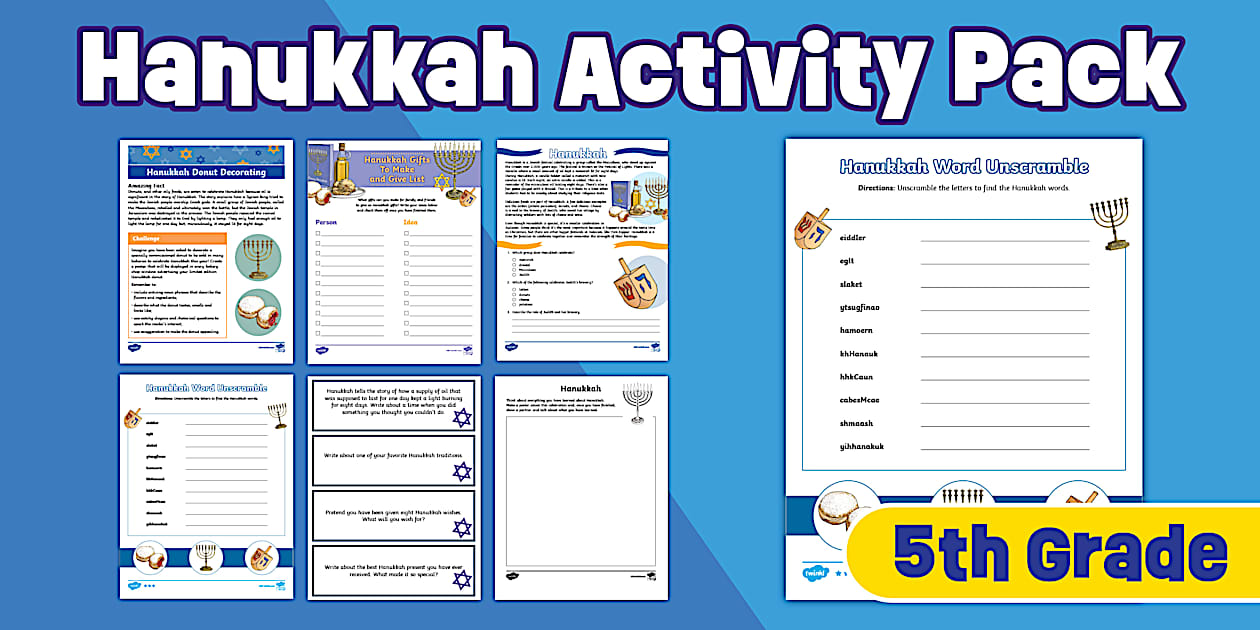 Fifth Grade Hanukkah Activity Pack