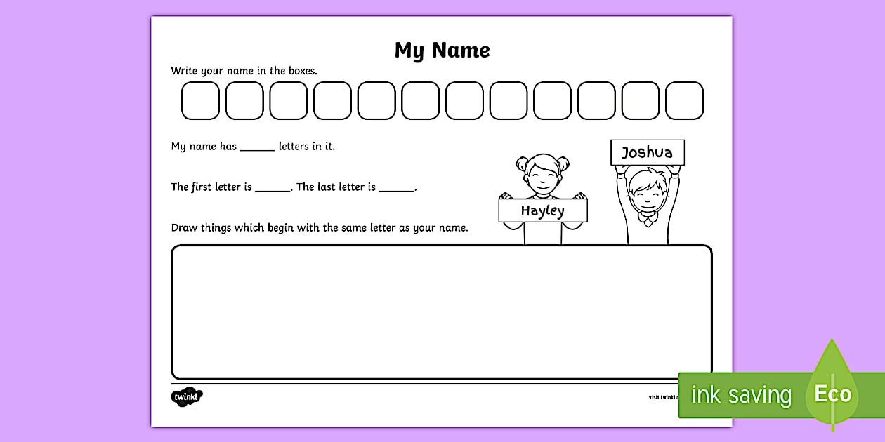 Year 1 My Name Worksheet / Worksheet - Twinkl