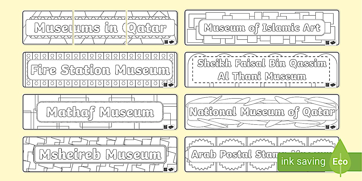 Museums in Qatar Coloring Banners (teacher made) - Twinkl