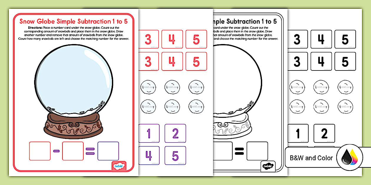 Snow Globe Subtraction Activity Mat for Kids | Twinkl USA