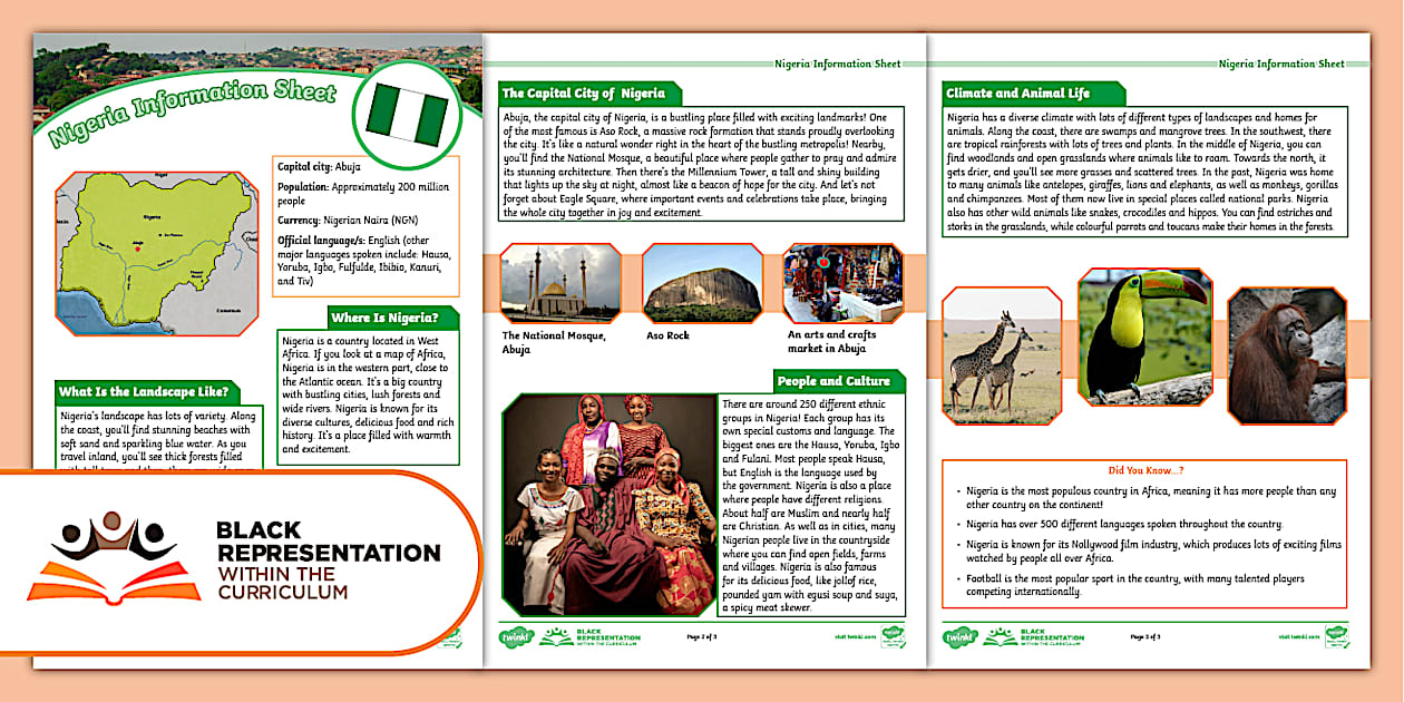 KS2 Nigeria Information Sheet (teacher made) - Twinkl