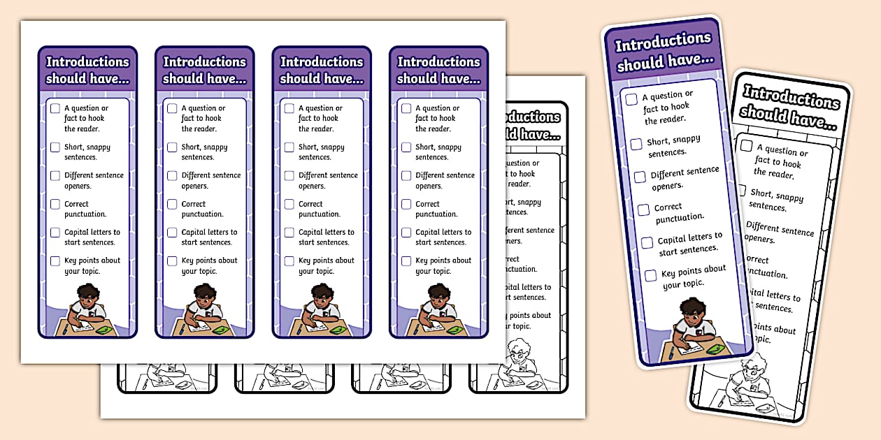 Introduction Bookmark Checklist (teacher made) - Twinkl