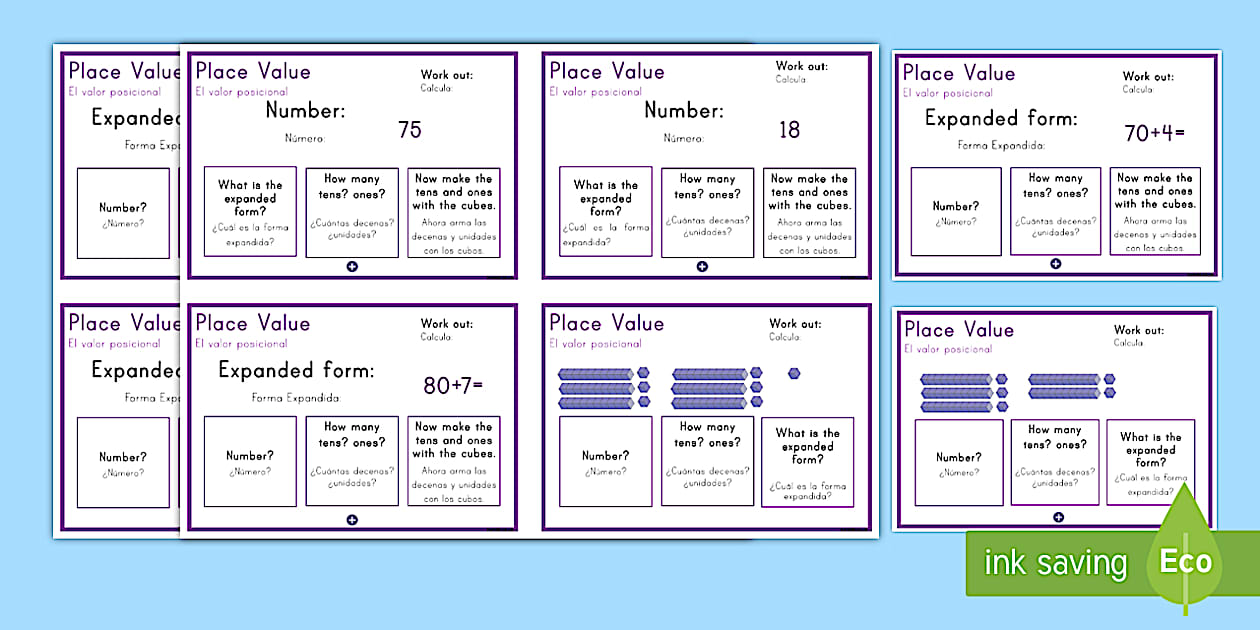 Place Value Math Challenge Cards English/Spanish | Twinkl