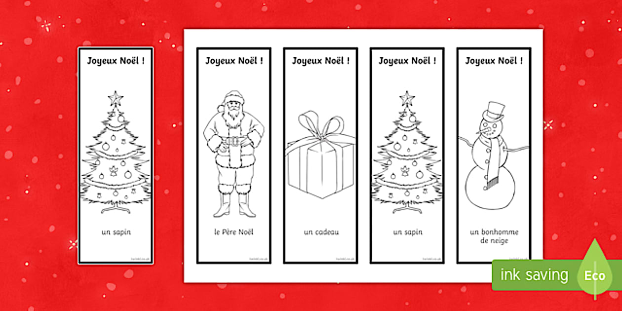 Editable Merry Christmas Bookmarks French (professor feito)