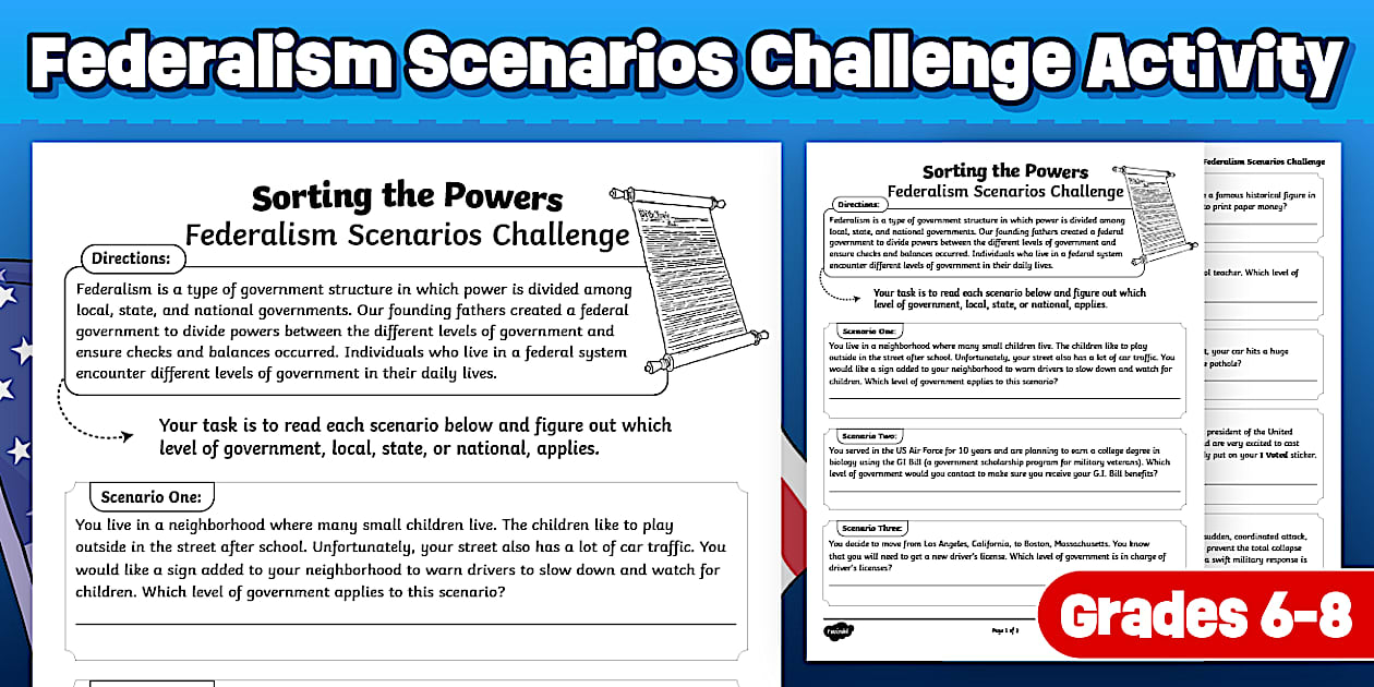 Sorting the Powers: Federalism Scenarios Challenge Activity