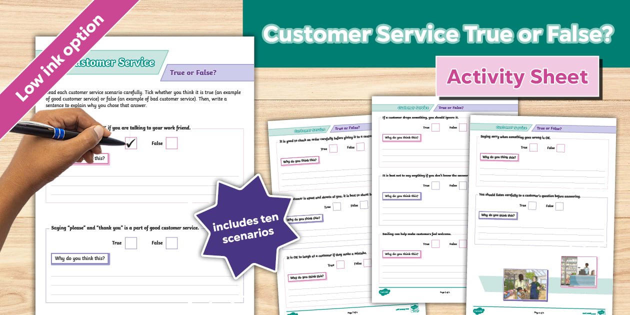 Customer Service True or False Activity