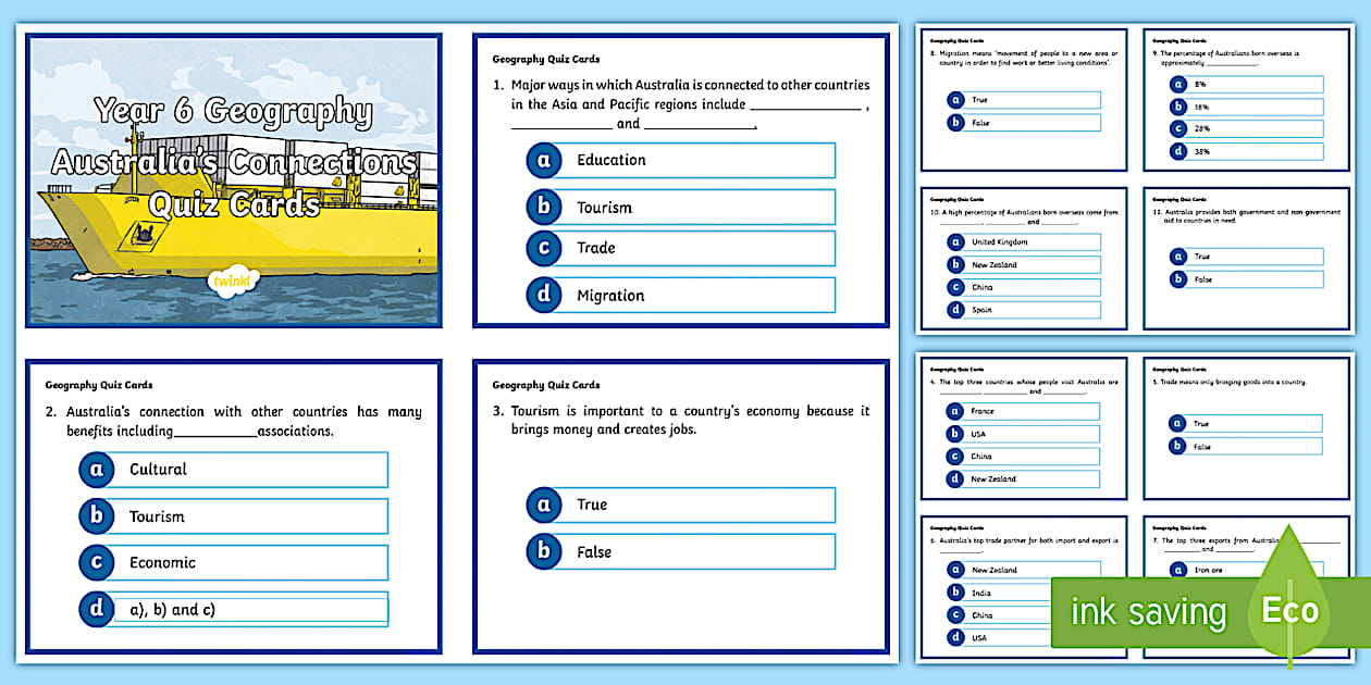 Australia's Connections Quiz Cards (teacher made) - Twinkl
