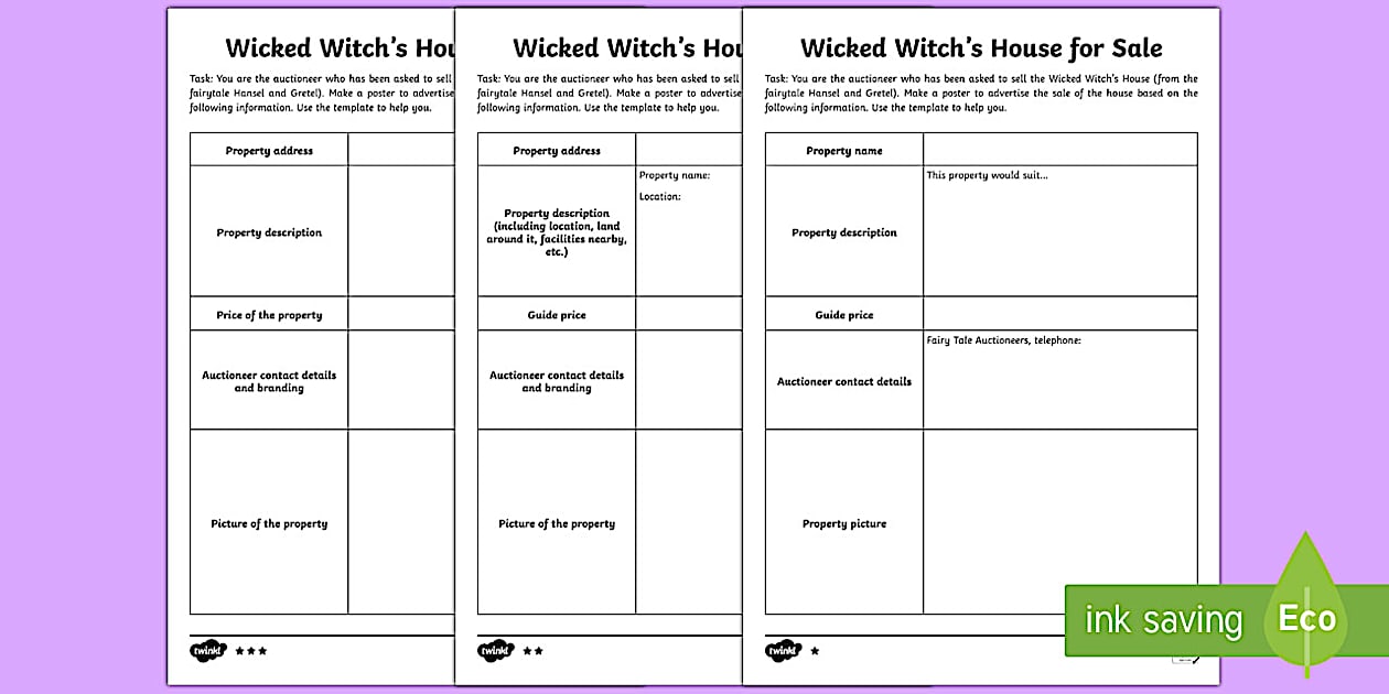 Wicked Witch House Advertisement Writing Template - Twinkl