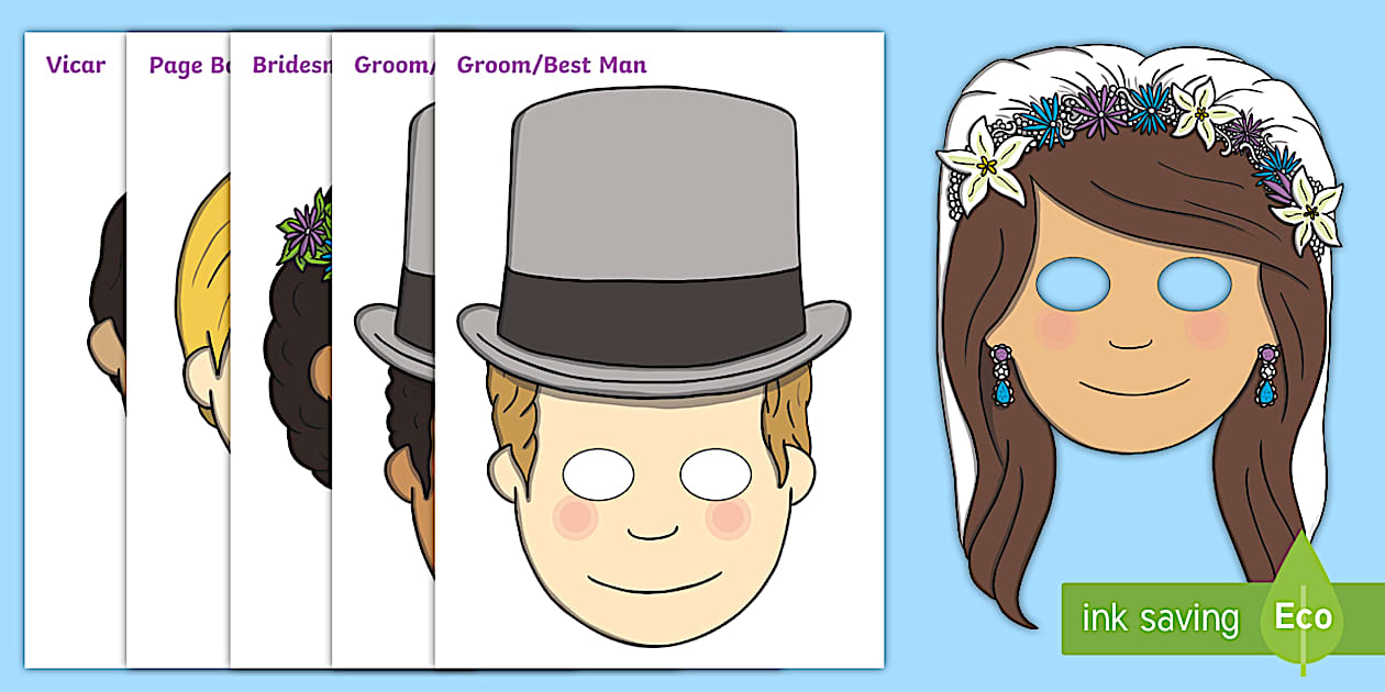 Wedding Role-Play Masks (teacher made) - Twinkl