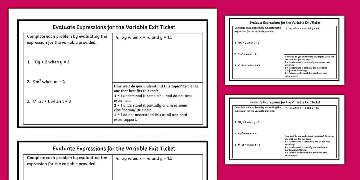 Seventh Grade Evaluate Expressions for the Variable - Twinkl