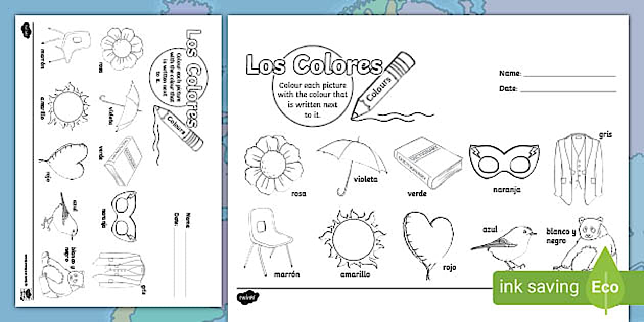 Spanish: Colouring Activity Worksheet (teacher made)