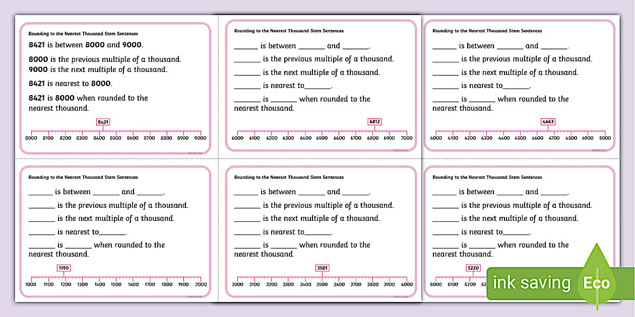 👉 Rounding to the Nearest Thousand Stem Sentence Prompt Cards