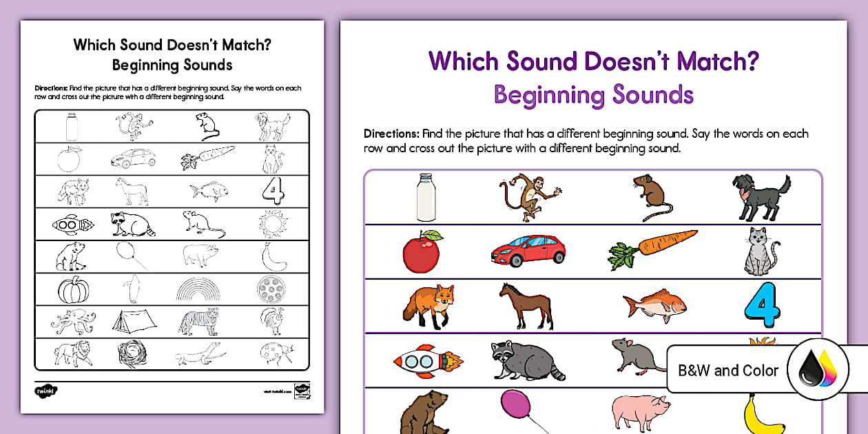Which Sound Doesn't Match? Beginning Sounds Worksheet for PreK-K