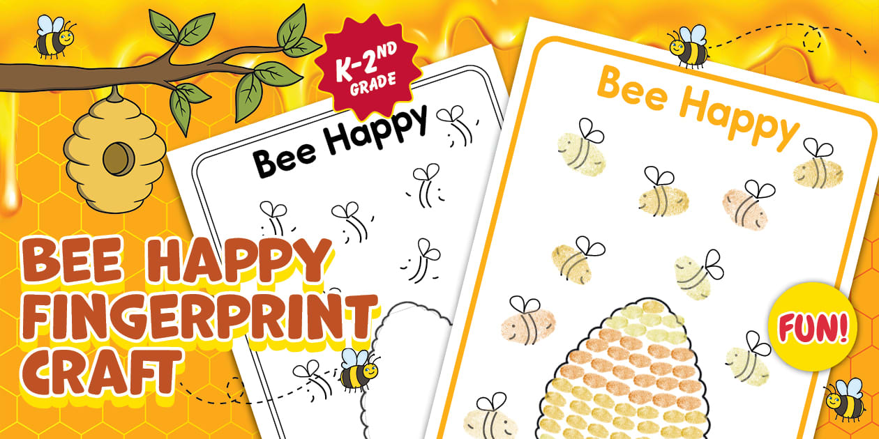 Bee Fingerprint Art Template for Kids | Twinkl USA