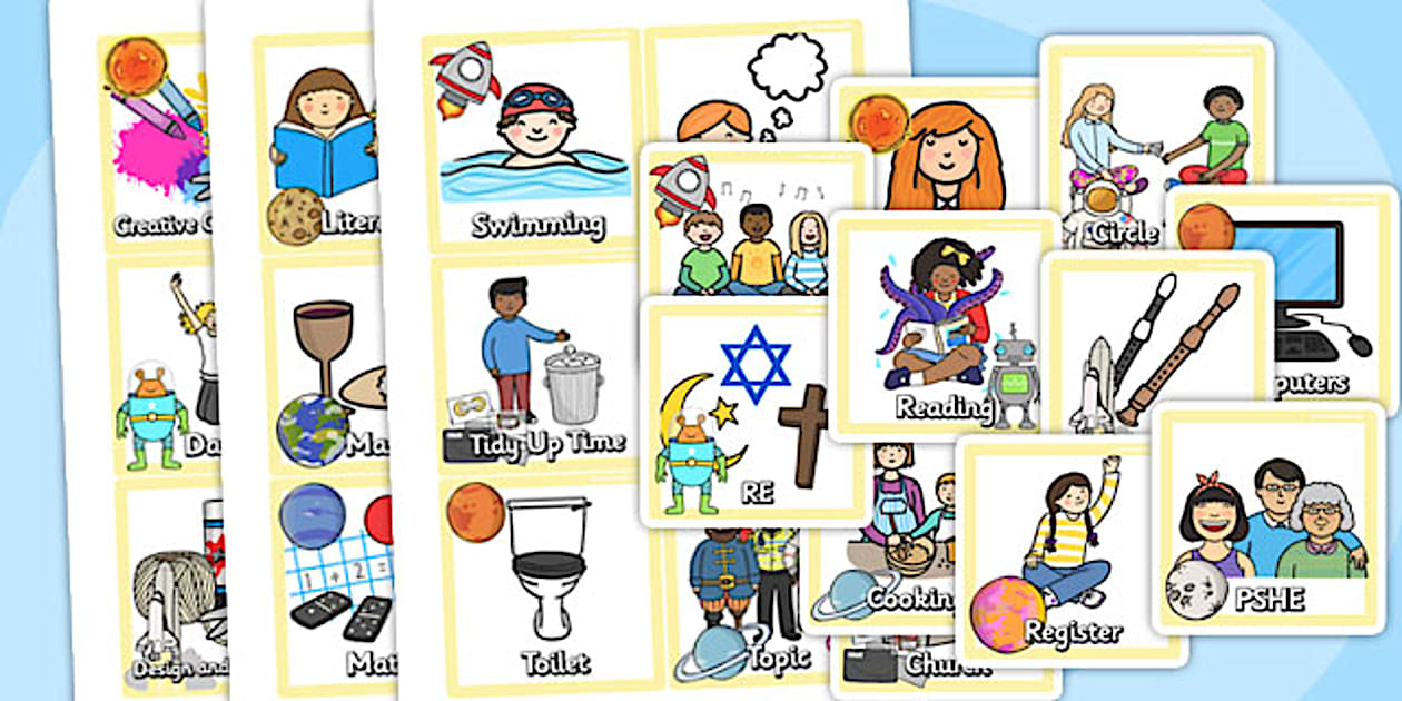 Editable Space Themed KS1 Visual Timetable (teacher made)