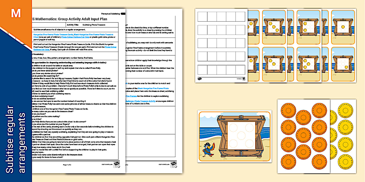 Subitising Pirate Treasure Activity Lesson Plan & Resources