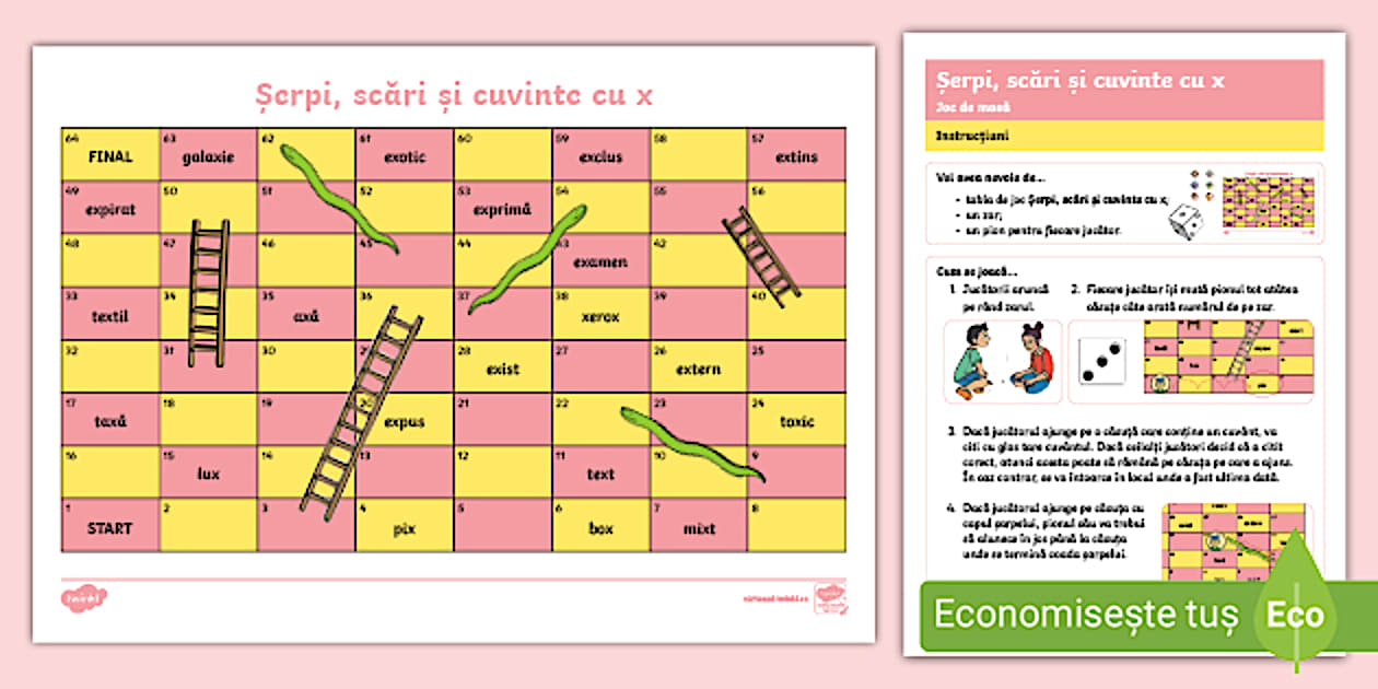 Șerpi, scări și cuvinte cu x – Joc de masă