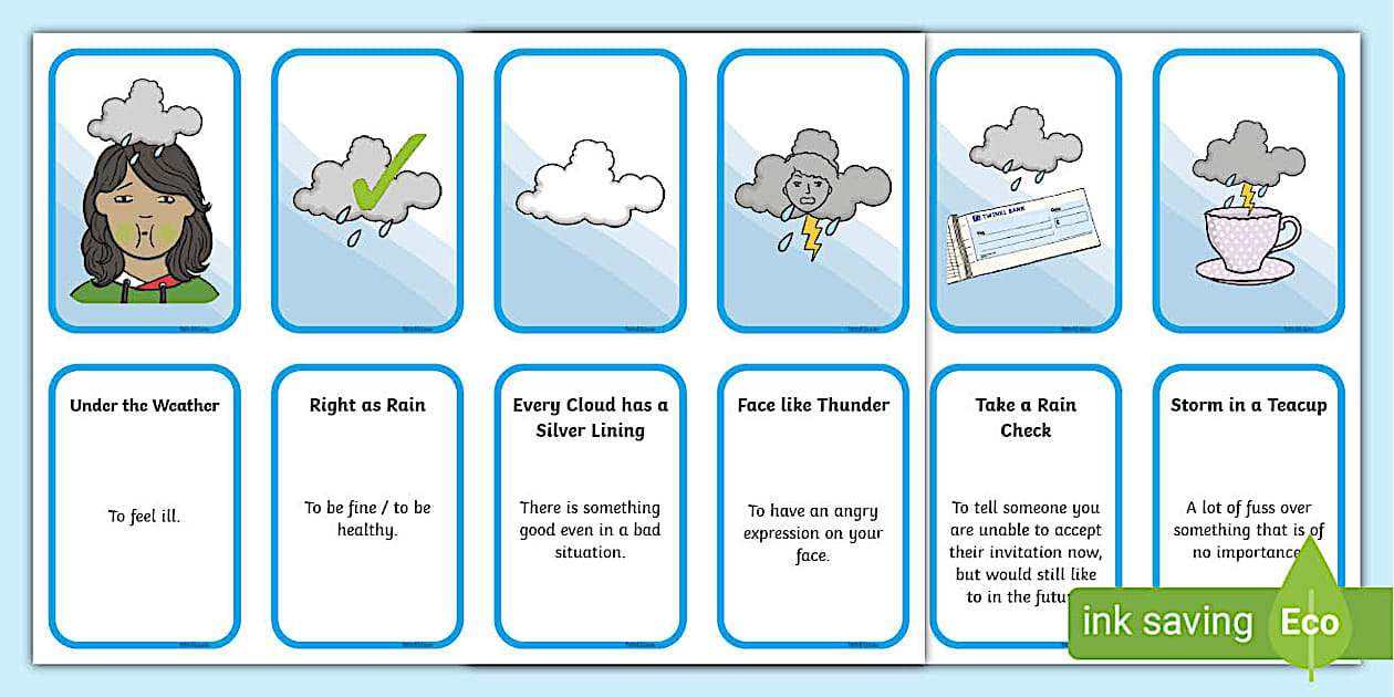 Weather Idioms Matching Cards (teacher made) - Twinkl