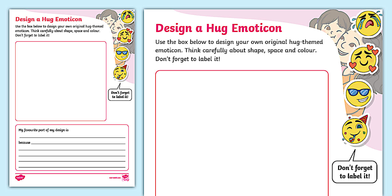 Design Your Own Hug Emoticon Activity Sheet (teacher made)