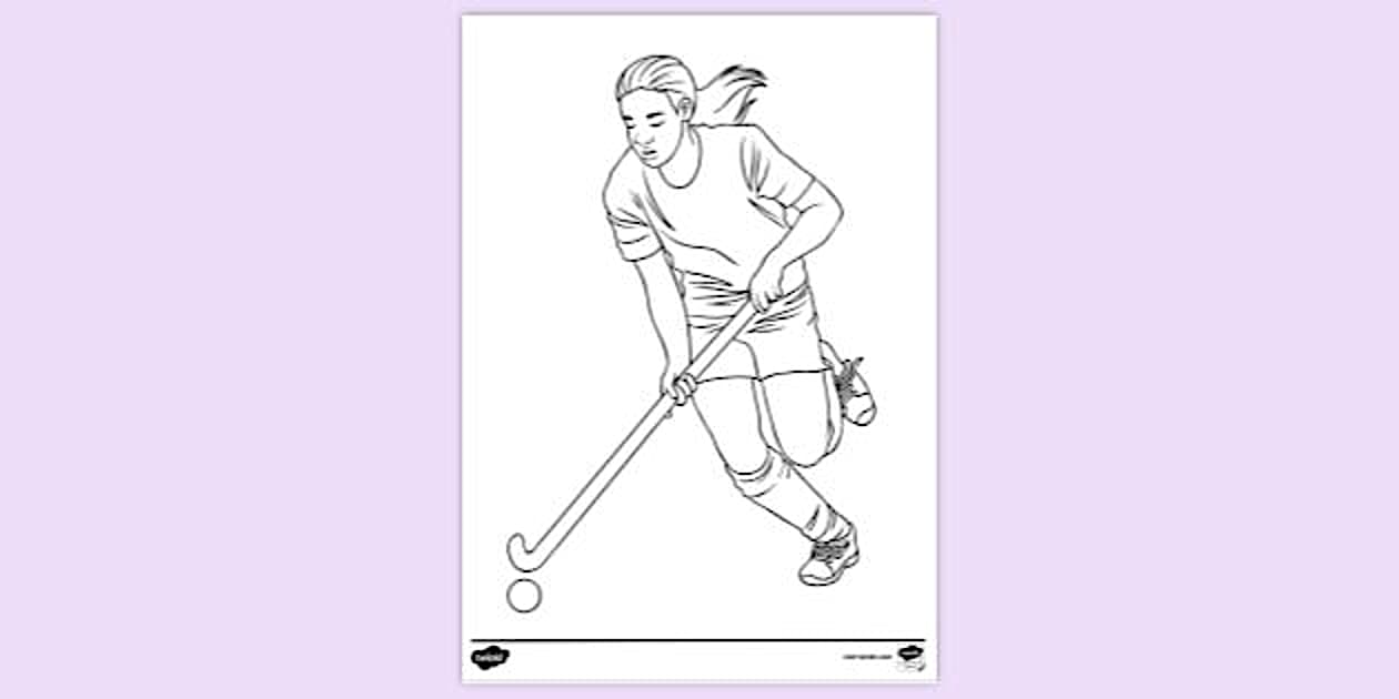 Hockey Colouring Page For Children (teacher made) - Twinkl
