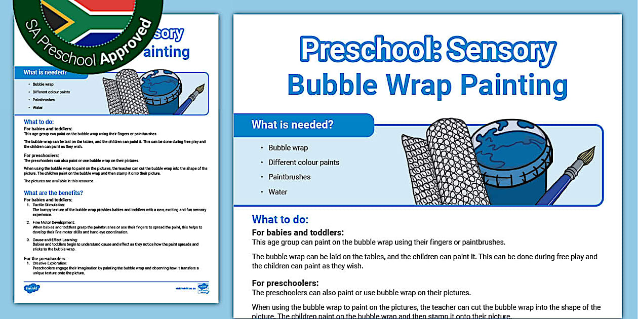 Preschool: Sensory- Bubble Wrap Painting (teacher made)