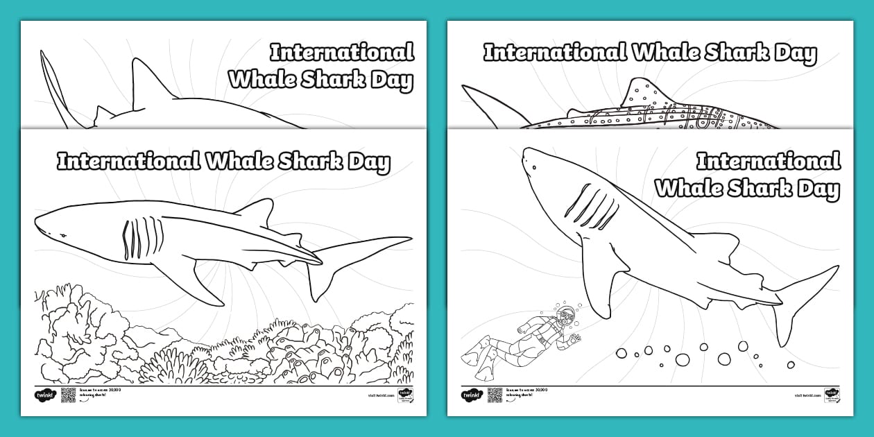 KS1 International Whale Shark Day Colouring Pages - Twinkl