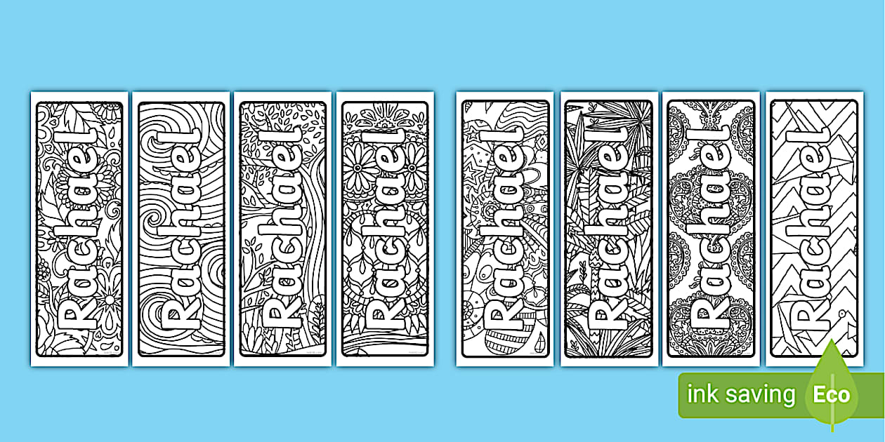 Rachael Mindfulness Name Colouring Bookmarks | Twinkl | KS1