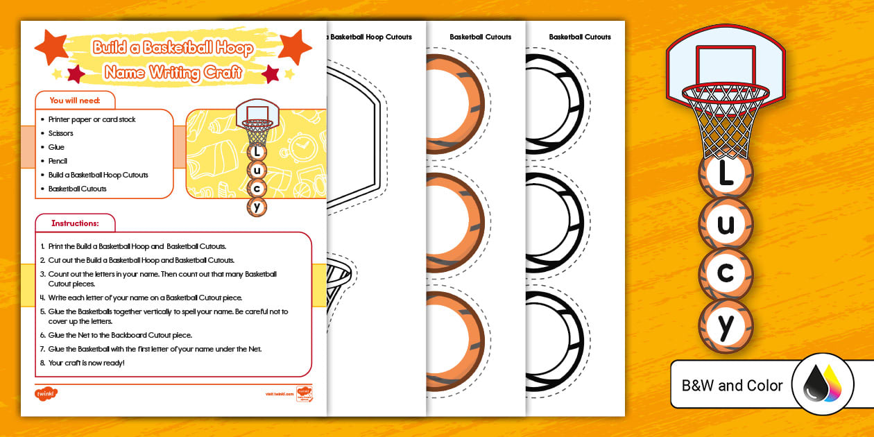 Build a Basketball Hoop Name Writing Craft - Twinkl