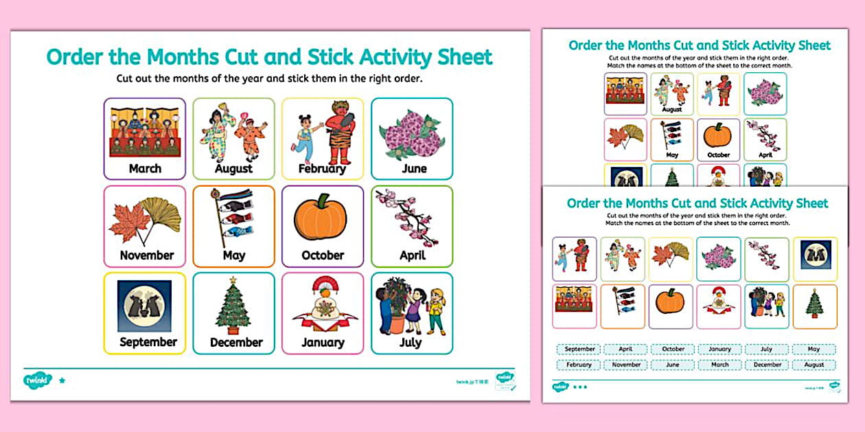 Order the Months of the Year Cut and Paste Activity English