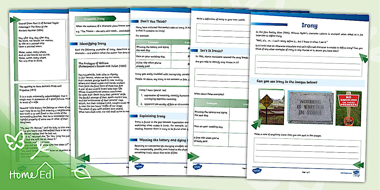 Secondary English Cheat Sheet: Irony (teacher made) - Twinkl