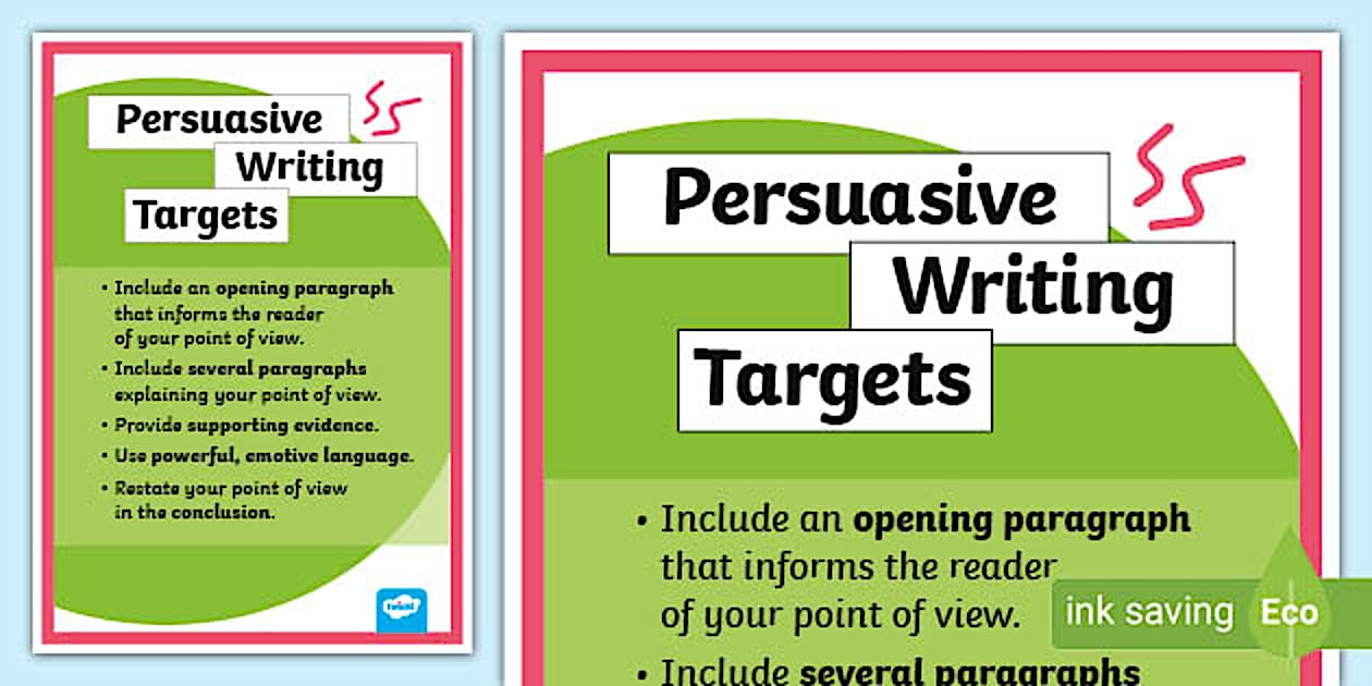 Persuasive Writing Objectives Poster - CfE (teacher made)