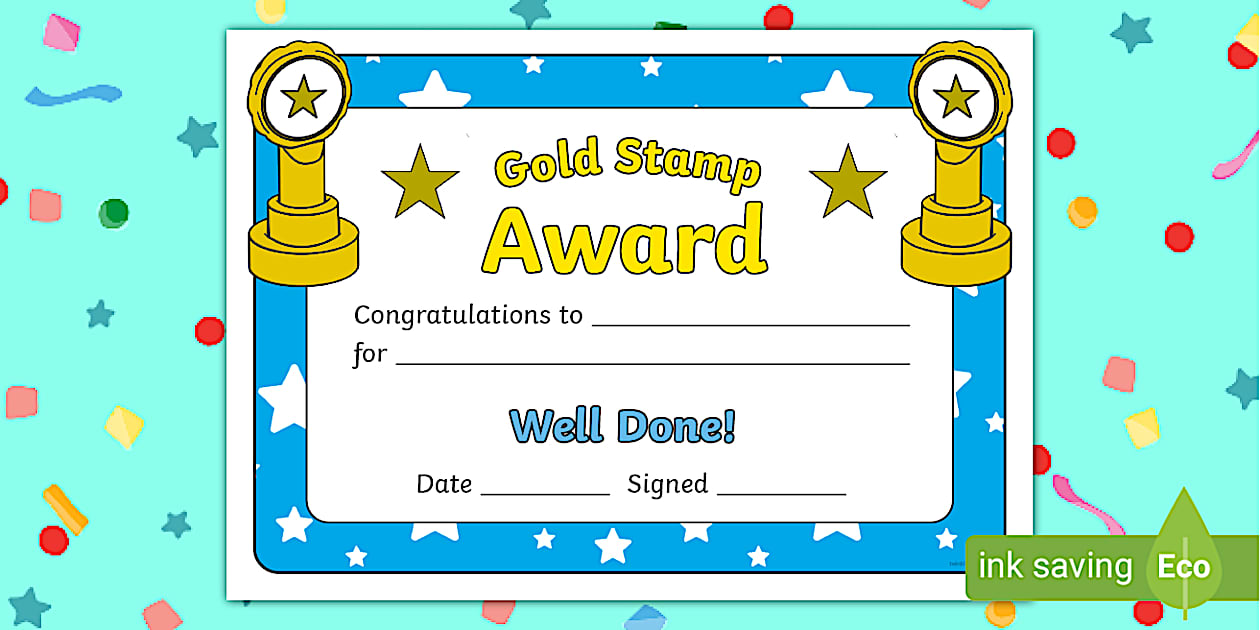 Gold Stamp Certificate (teacher made) - Twinkl