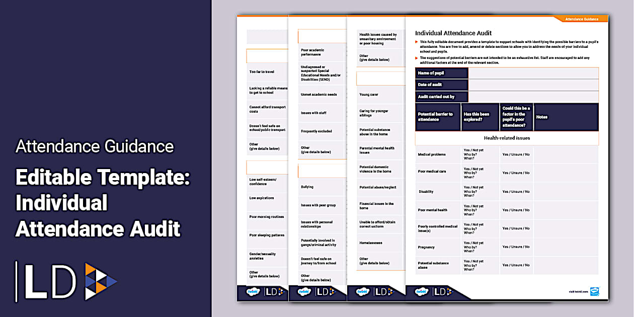 Template: Individual Attendance Audit - Twinkl