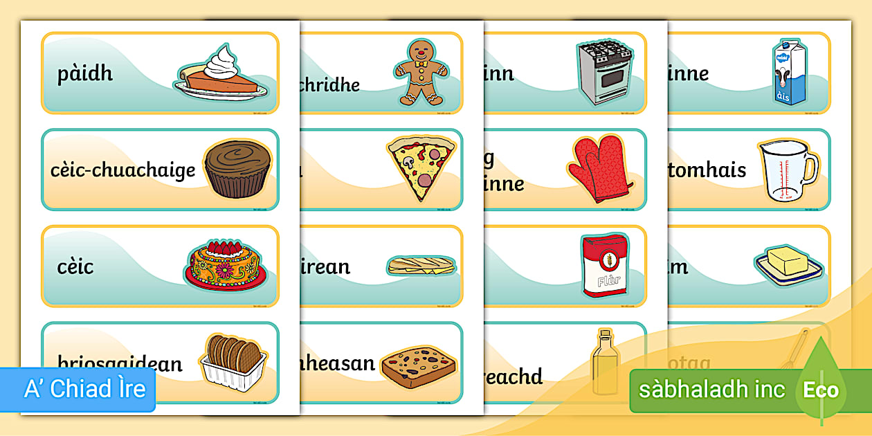 FREE! - Bakery Word Cards in Scottish Gaelic – Gaelic Learners