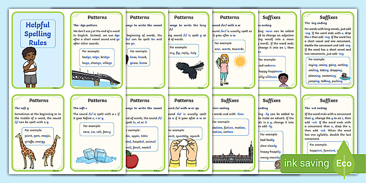 Year 3-4 Spelling Rules Cards (teacher made) - Twinkl