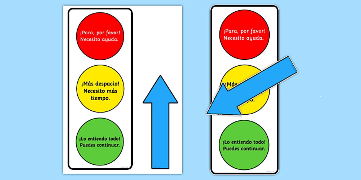 Lower Ability Traffic Light Help Signs Spanish - Twinkl