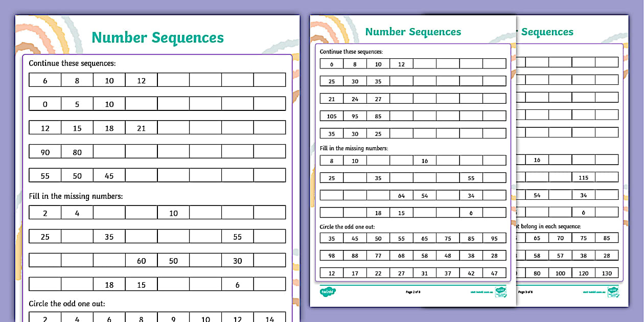 * NEW * Number Sequencing Worksheets (l'enseignant a fait)