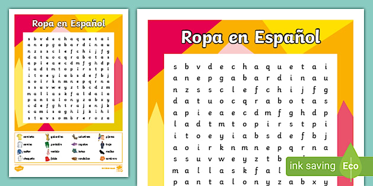 Spanish Clothing Word Search (teacher made) - Twinkl