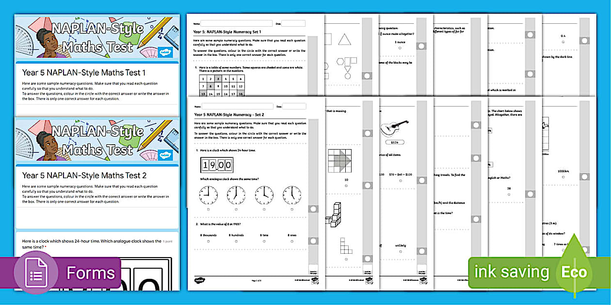 NAPLAN Style Example Test Exam | Year 5 Maths Questions