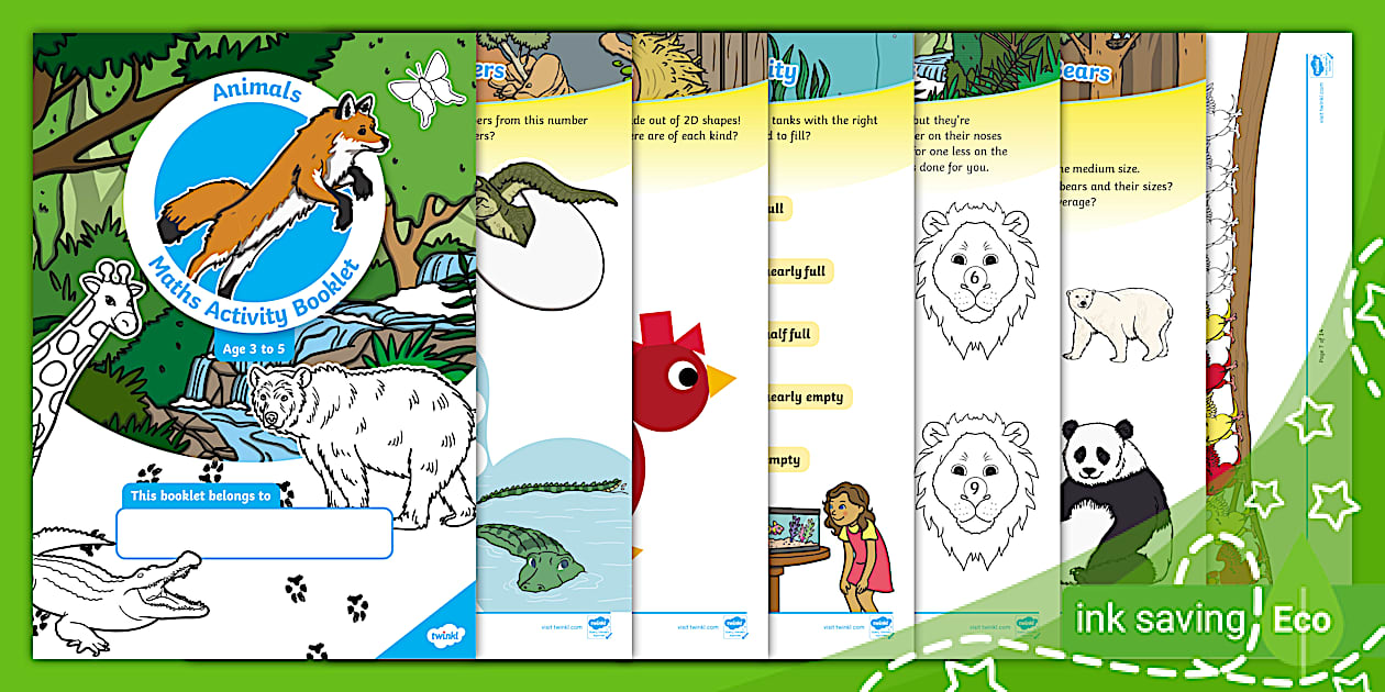 Animals Maths Activity Booklet for Ages 3 to 5 - Twinkl