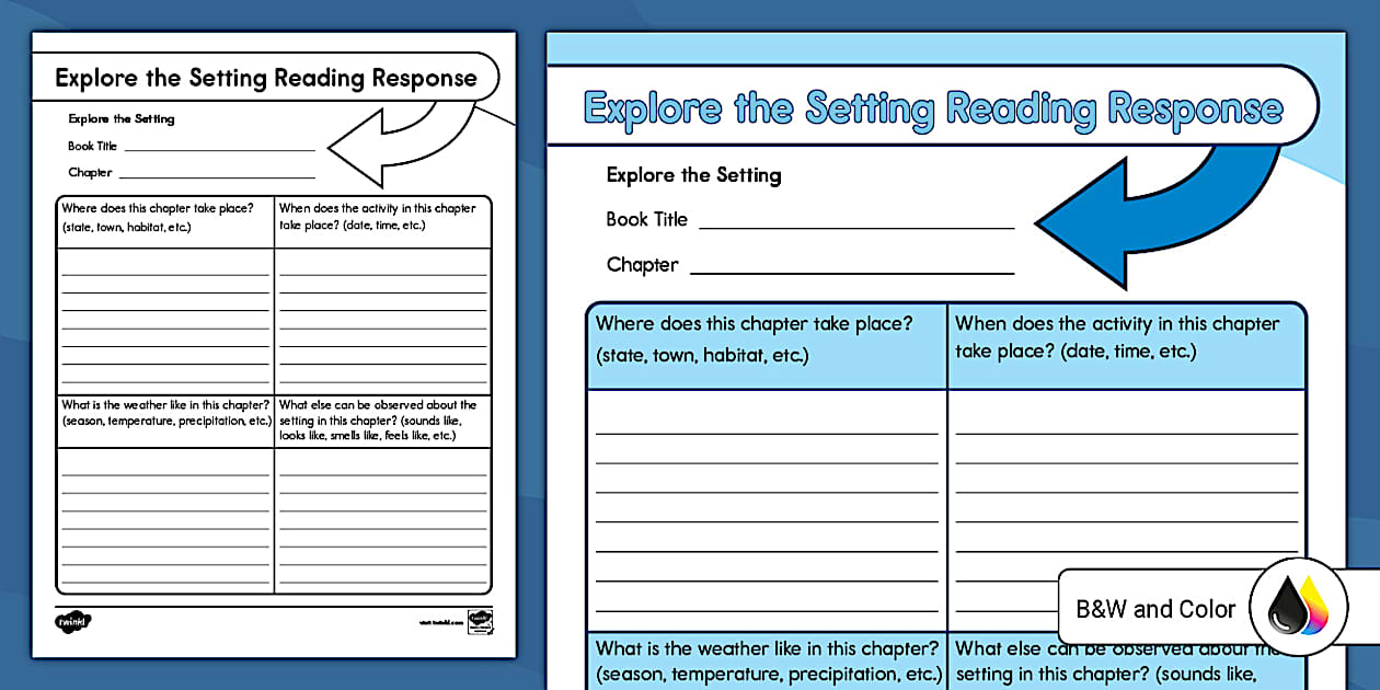 Second Grade Explore the Setting Reading Response Worksheet