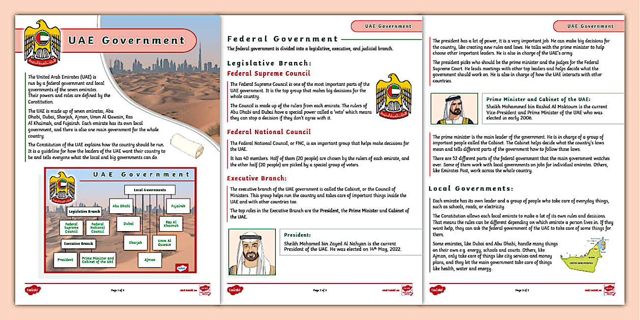 UAE Government - Fact File (teacher made) - Twinkl