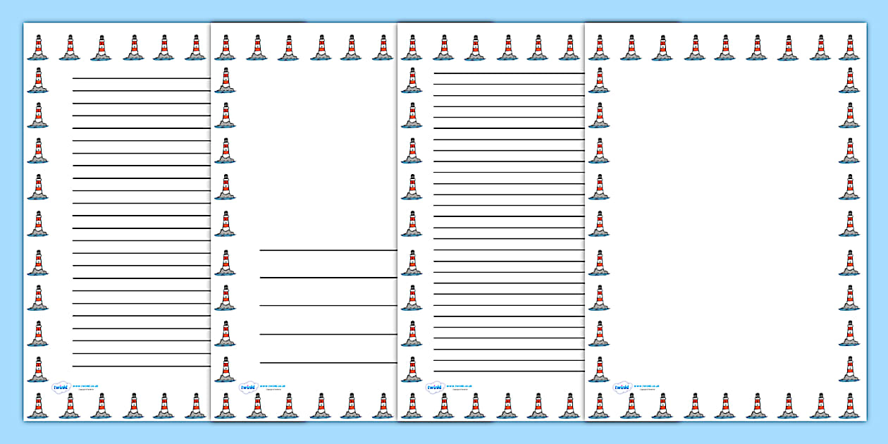 Editable Lighthouse Portrait Page Borders (teacher made)
