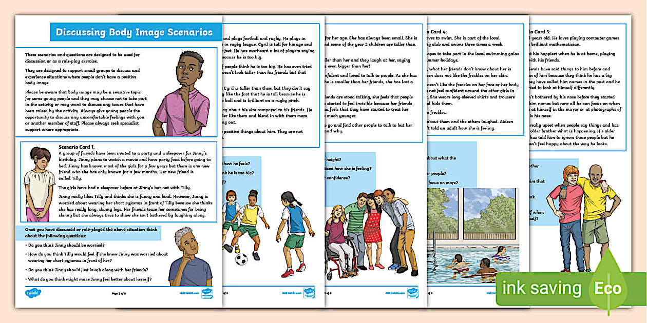 KS2 Body Image Discussion Scenarios Activity (teacher made)
