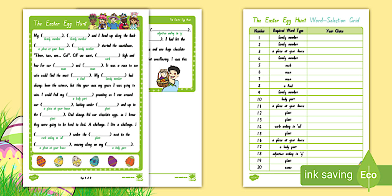 Easter Fill in the Blanks Story