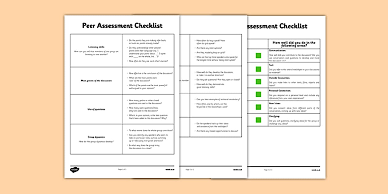 Self and Peer Assessment Template | Primary Resource