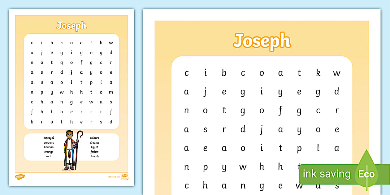 Joseph Word Search (teacher made) - Twinkl