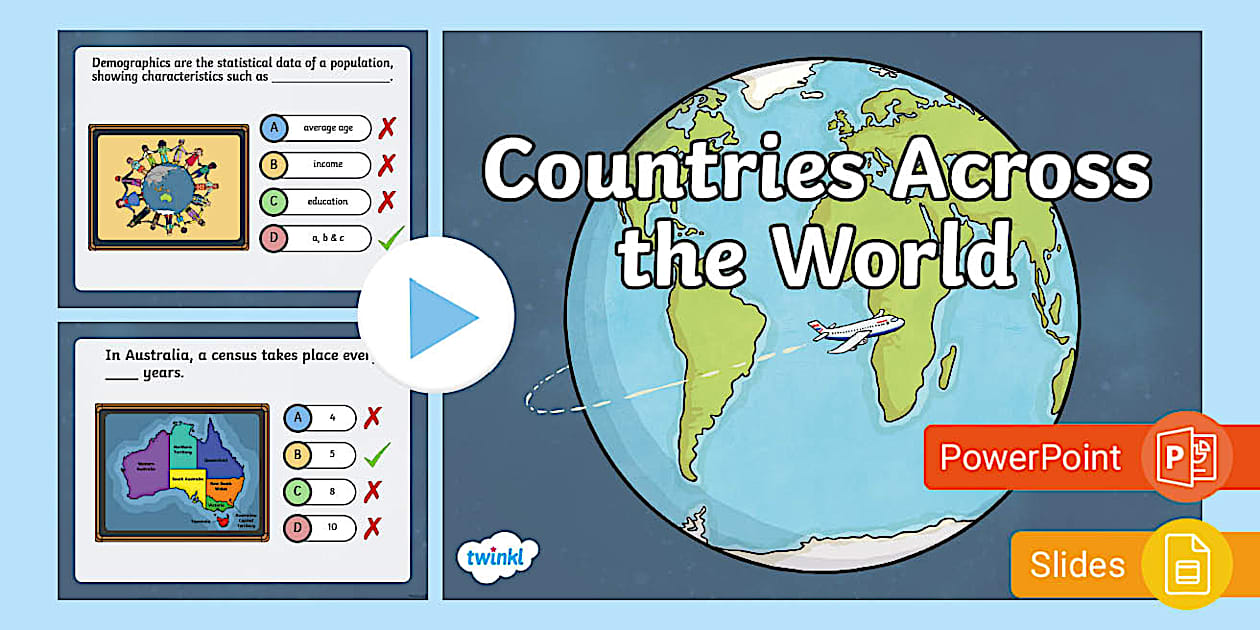 World Map Quiz - Countries around the World (teacher made)