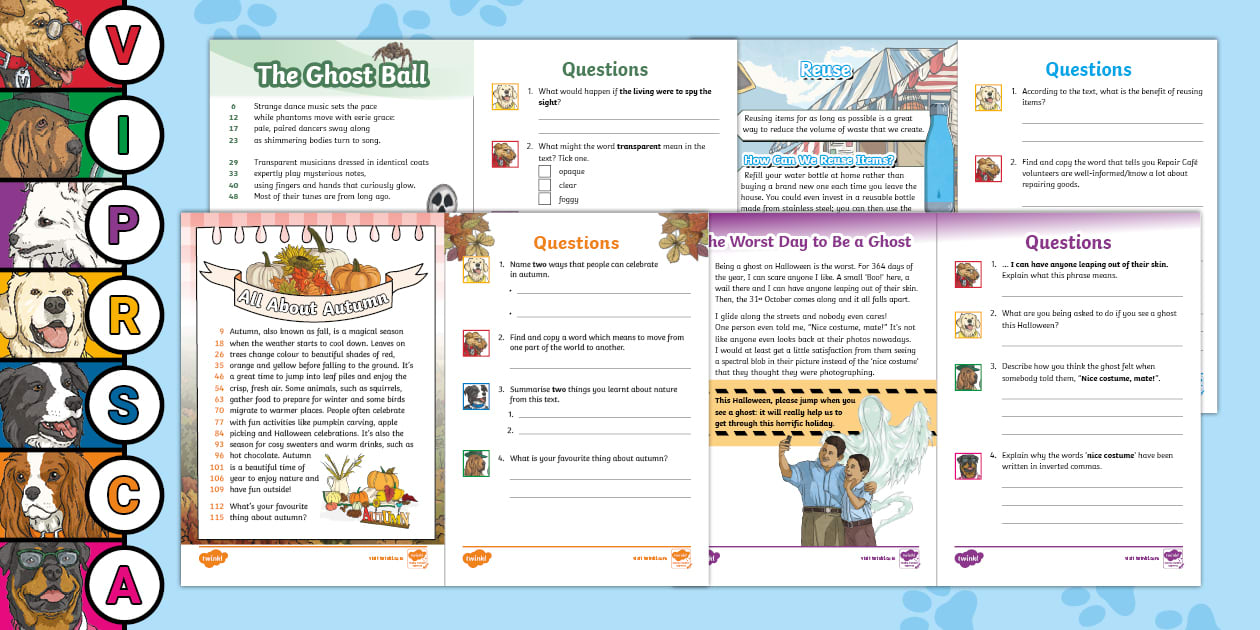 UKS2 60-Second Reads October Monthly Comprehension Pack