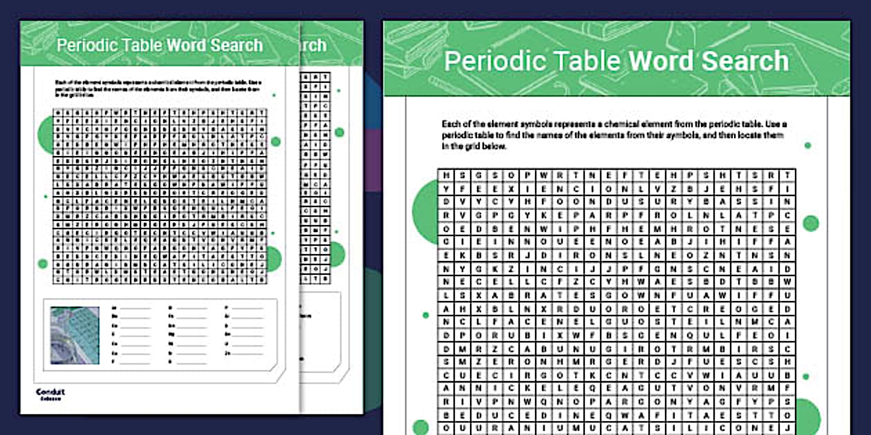 Periodic Table Word Search (Hecho por educadores) - Twinkl